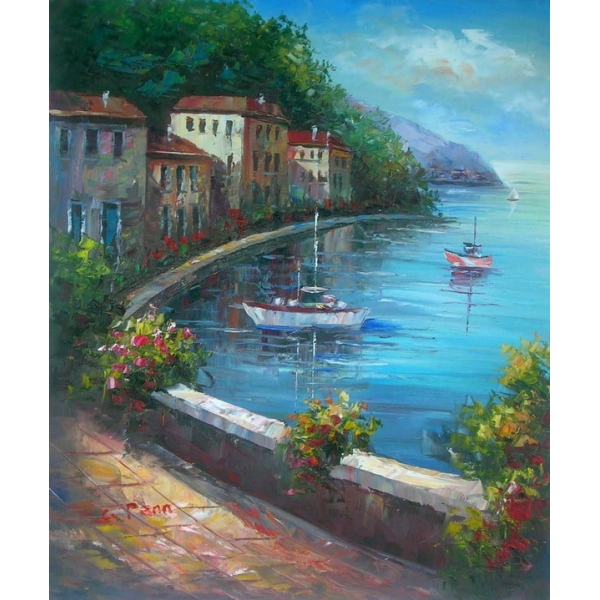 Peinture mer promenade • Peintures sur toile