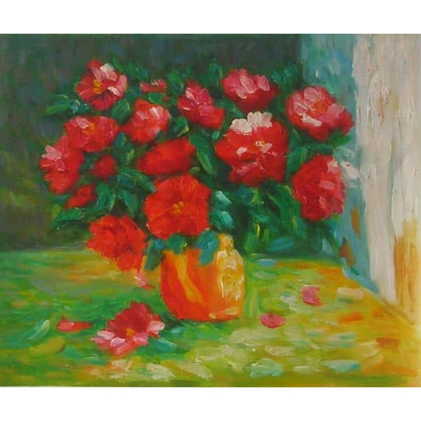 Peinture impressionniste fleurs rouges • Peintures sur toile