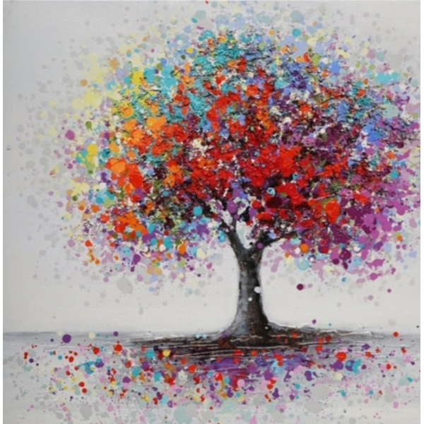 Peinture moderne arbre multicolore • Peintures sur toile