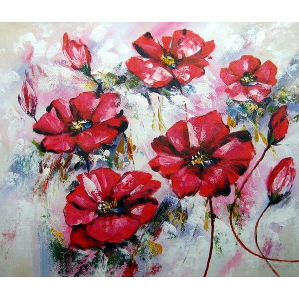Peinture de fleurs roses rouges • Peintures sur toile