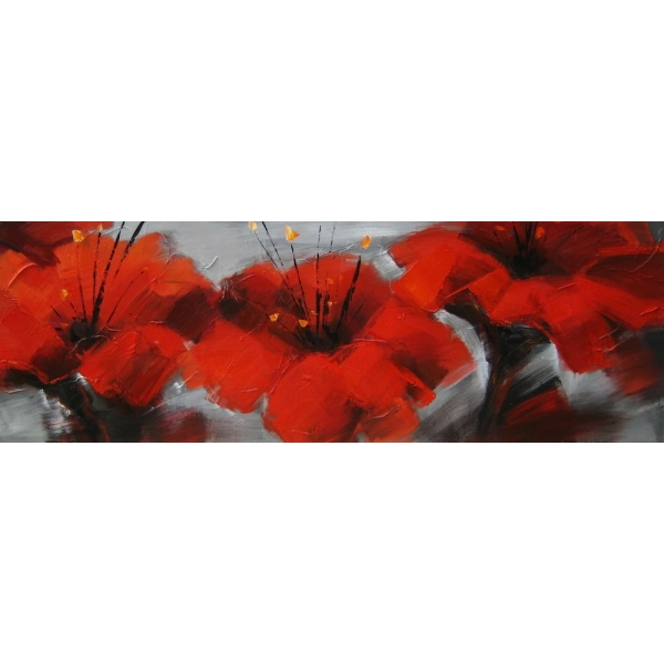 Tableau fleurs rouges panoramique • Peintures sur toile