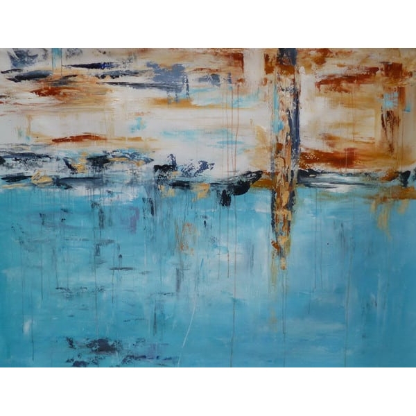 Tableau abstrait bleu marron • Peintures sur toile