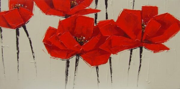 Tableau peinture fleurs rouges • Peintures sur toile
