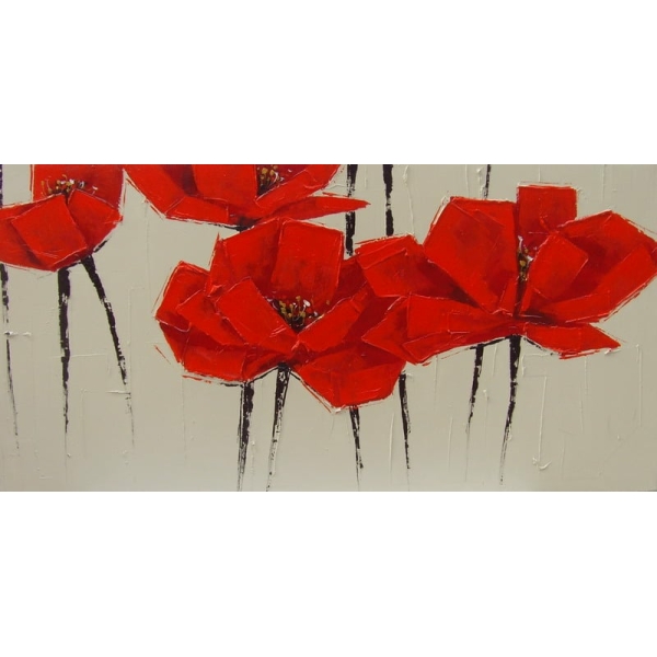 Tableau peinture fleurs rouges • Peintures sur toile