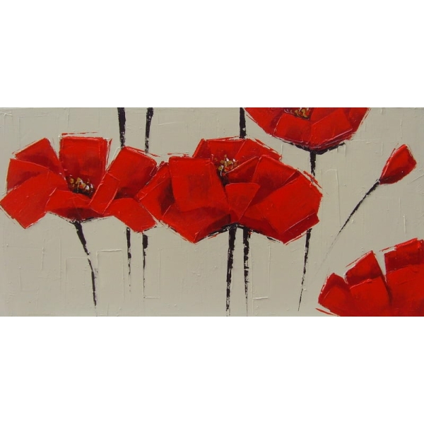 Tableau peinture de fleurs rouges • Peintures sur toile