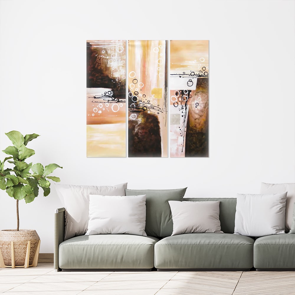 Tableau triptyque beige marron • Peintures sur toile