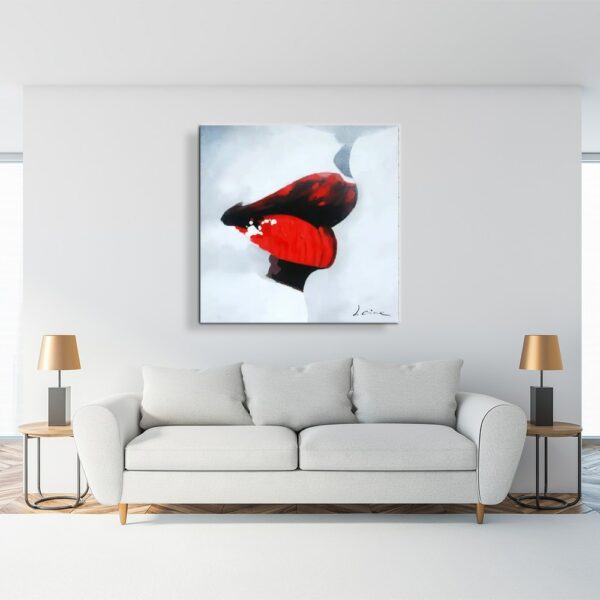 Peinture moderne bouche lèvres rouges • Peintures sur toile